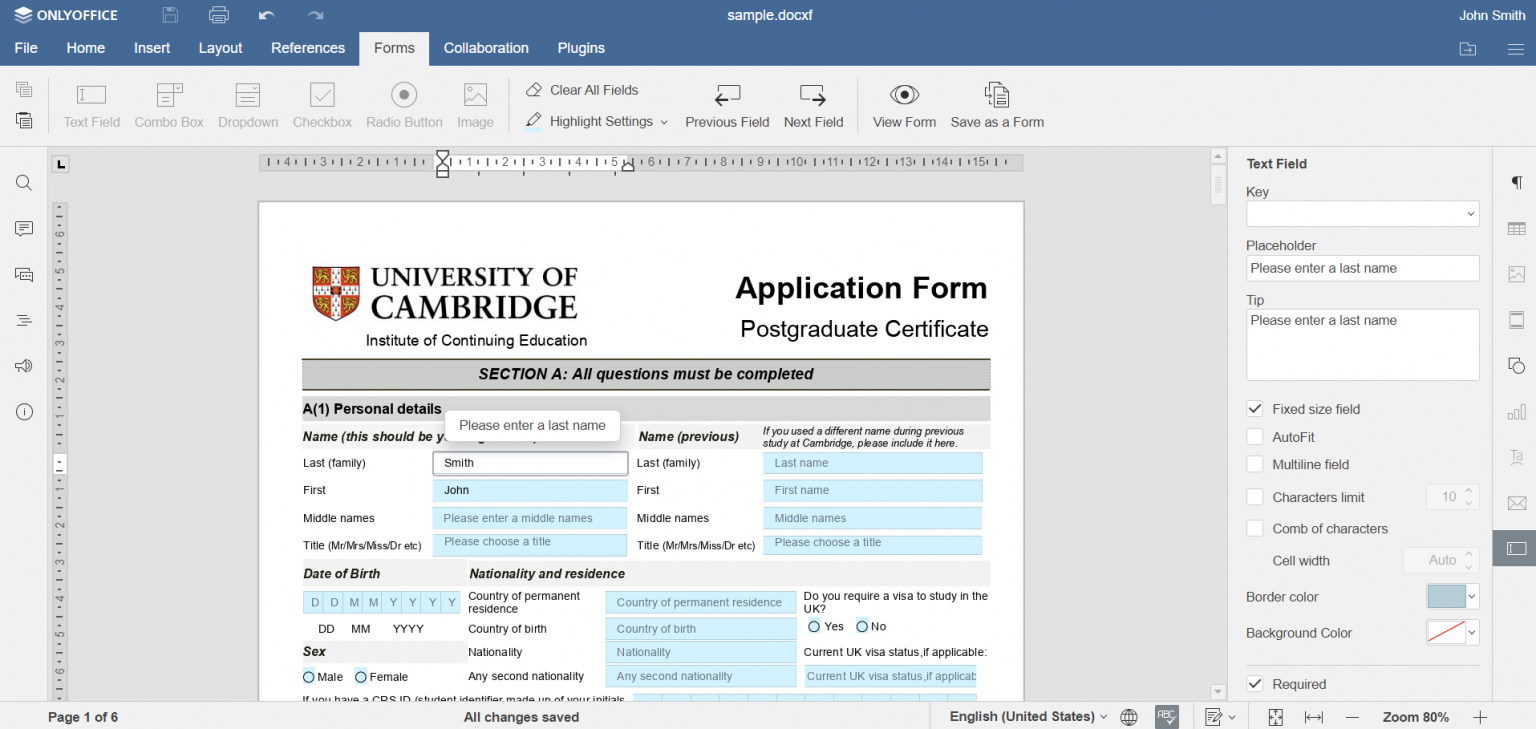 Onlyoffice Docs 70 Online Fillable Forms And Much More