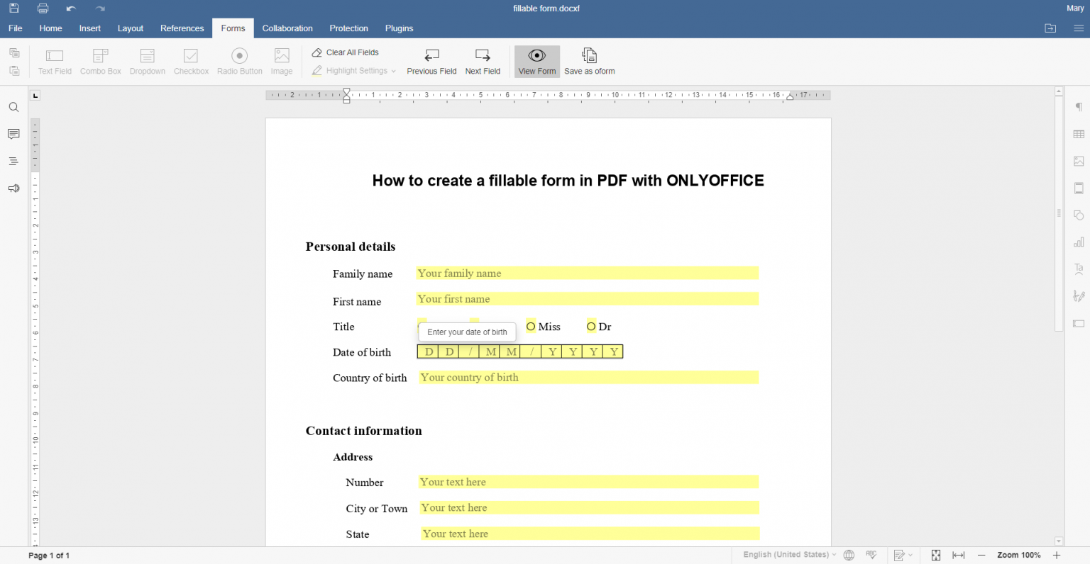 How to create a fillable form in PDF | ONLYOFFICE Blog