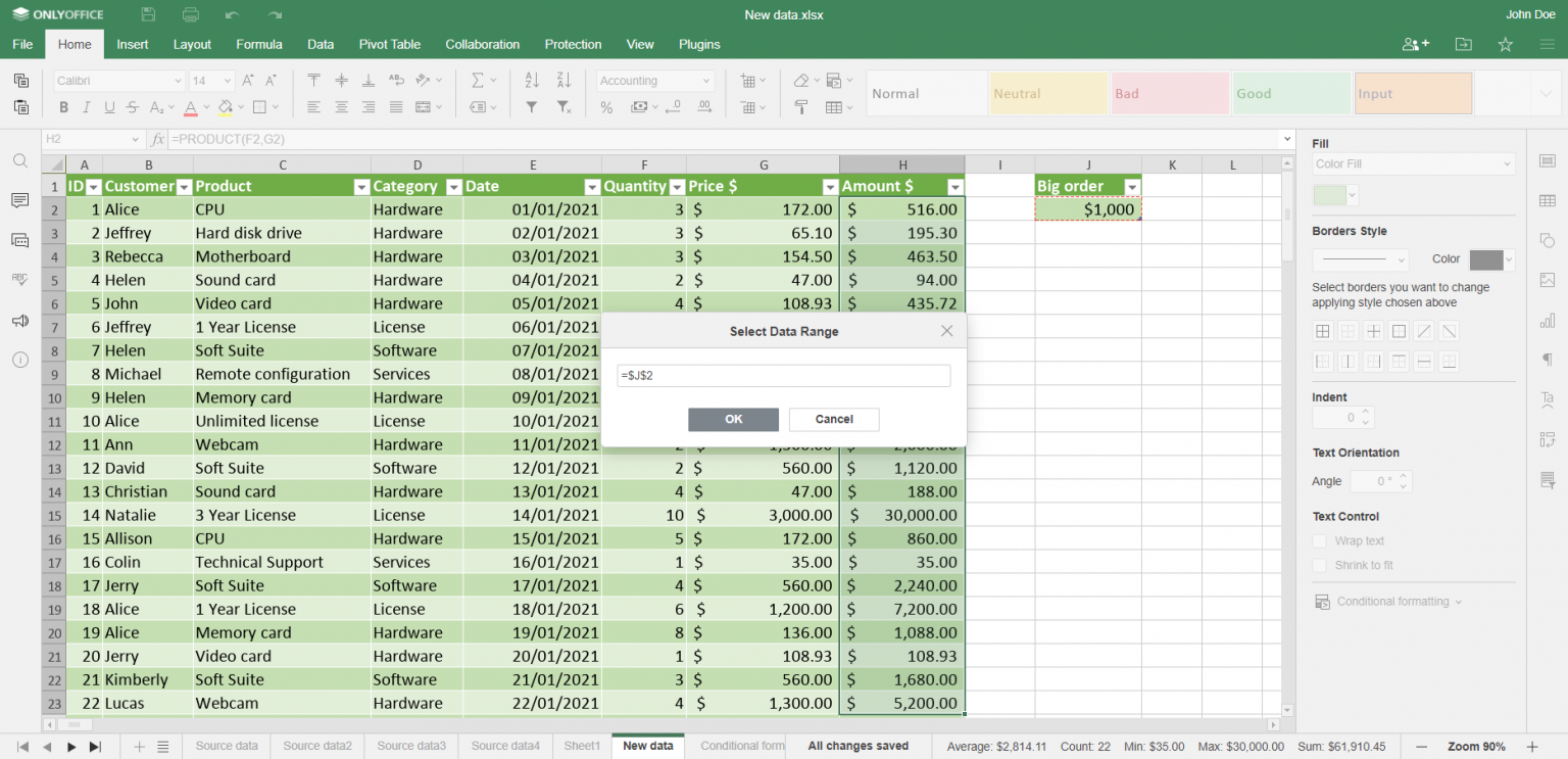 Formato condicional de una celda Excel dependiendo de otra