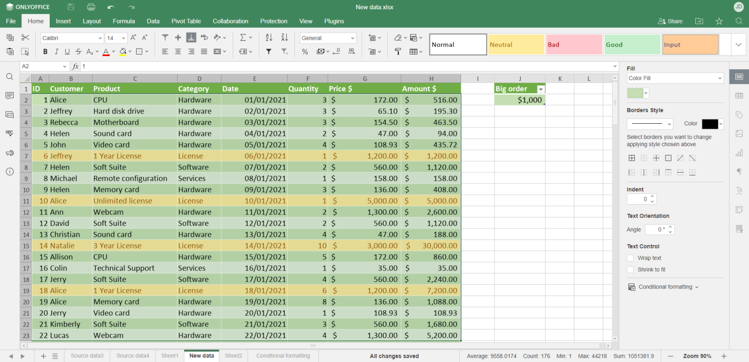 Conditional formatting based on another cell in Excel sheets
