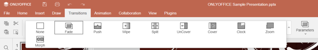 Transiciones de PowerPoint en presentaciones | ONLYOFFICE