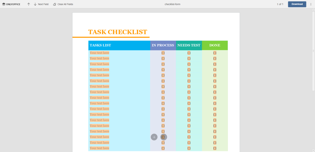 Top 10 most popular office documents in the OFORM library