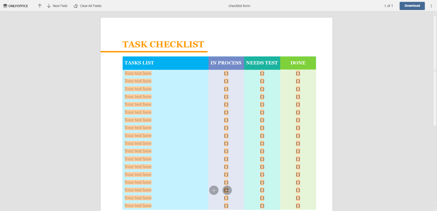 Top 10 most popular office documents in the OFORM library