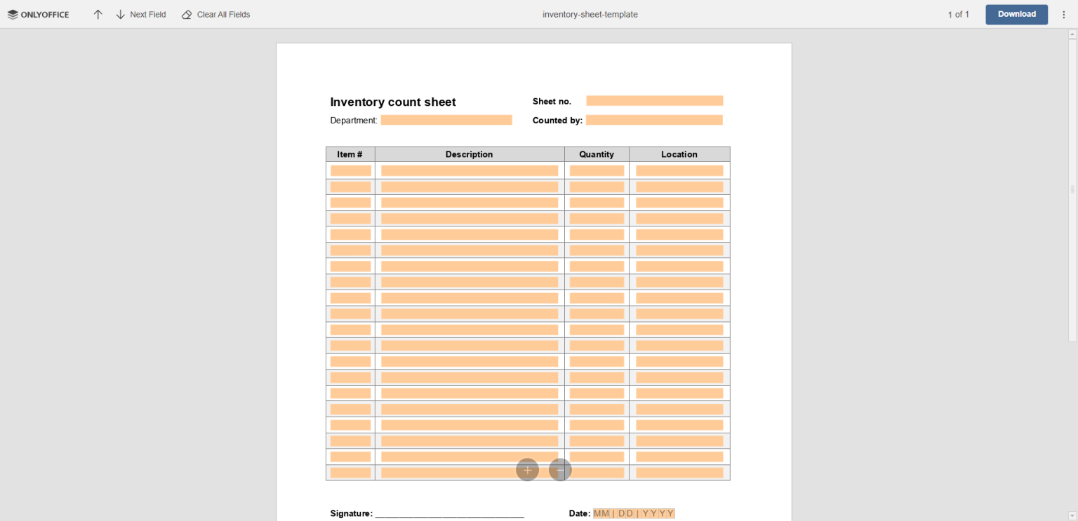 Top 10 most popular office documents in the OFORM library