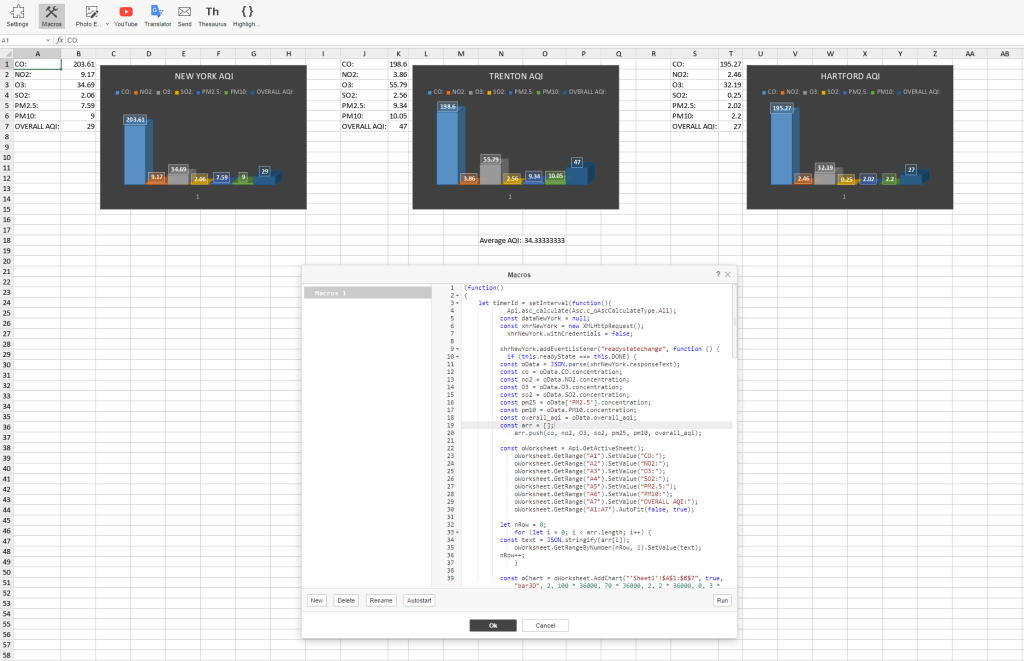 Monitor air quality data with ONLYOFFICE macro | ONLYOFFICE Blog