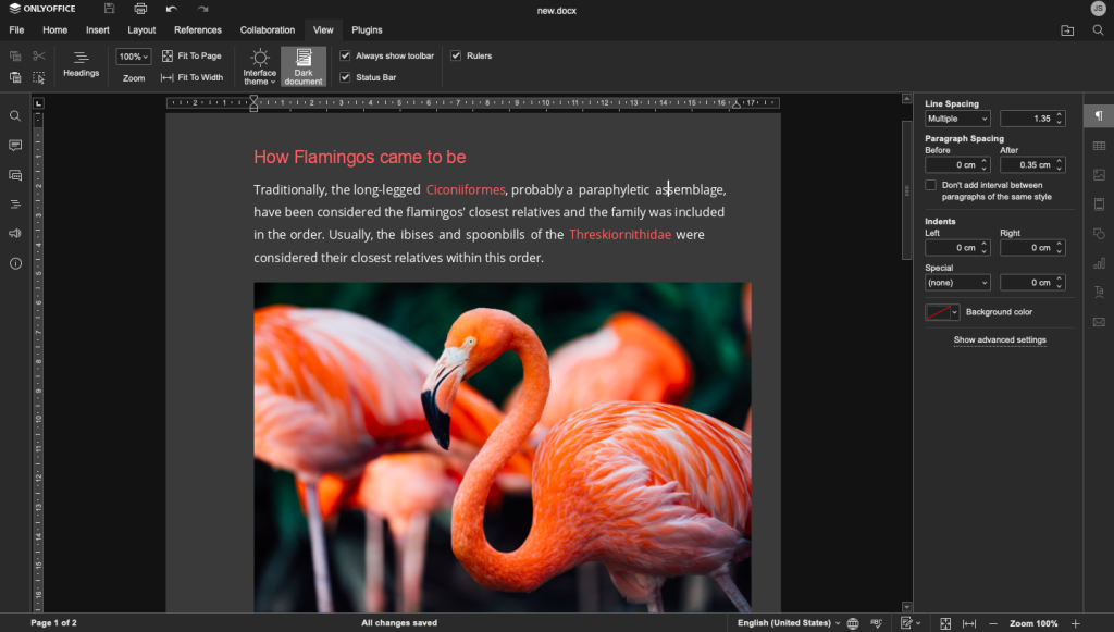 How to change interface theme in ONLYOFFICE editors