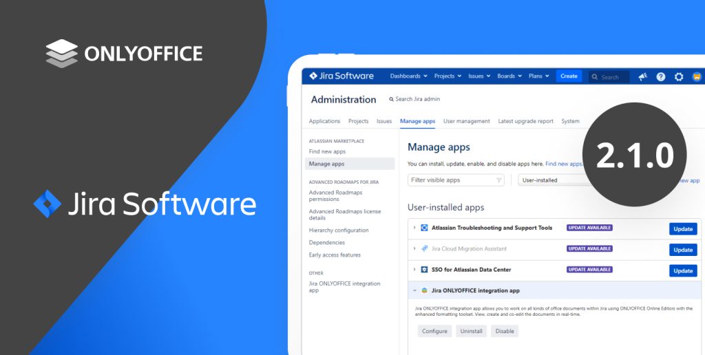 ONLYOFFICE connector v2.1.0 for Jira is already available