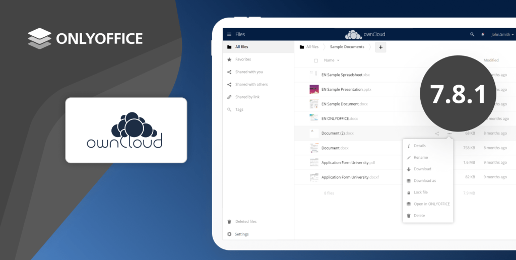 ONLYOFFICE connector v7.8.1 for ownCloud | ONLYOFFICE Blog