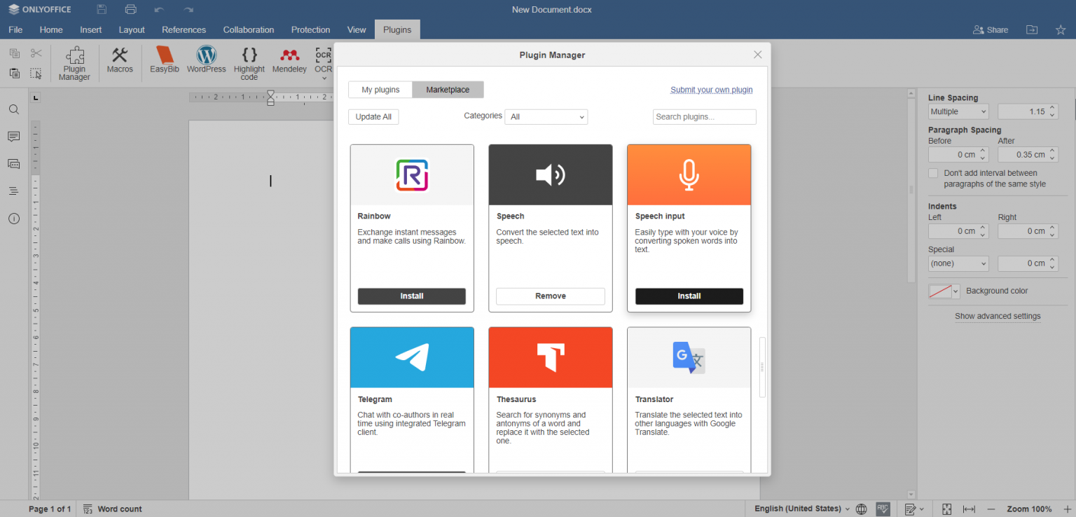 Convert speech to text in ONLYOFFICE Docs with new plugin