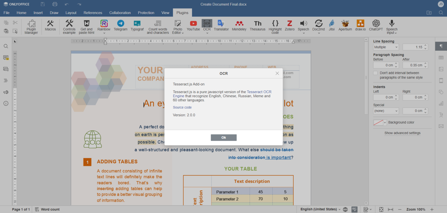 OCR plugin for ONLYOFFICE: version 2.0.0 is available
