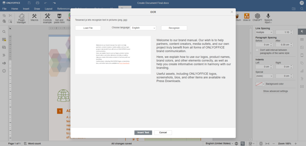 ONLYOFFICE 的 OCR 插件：版本 2.0.0 现已发布 | ONLYOFFICE 博客