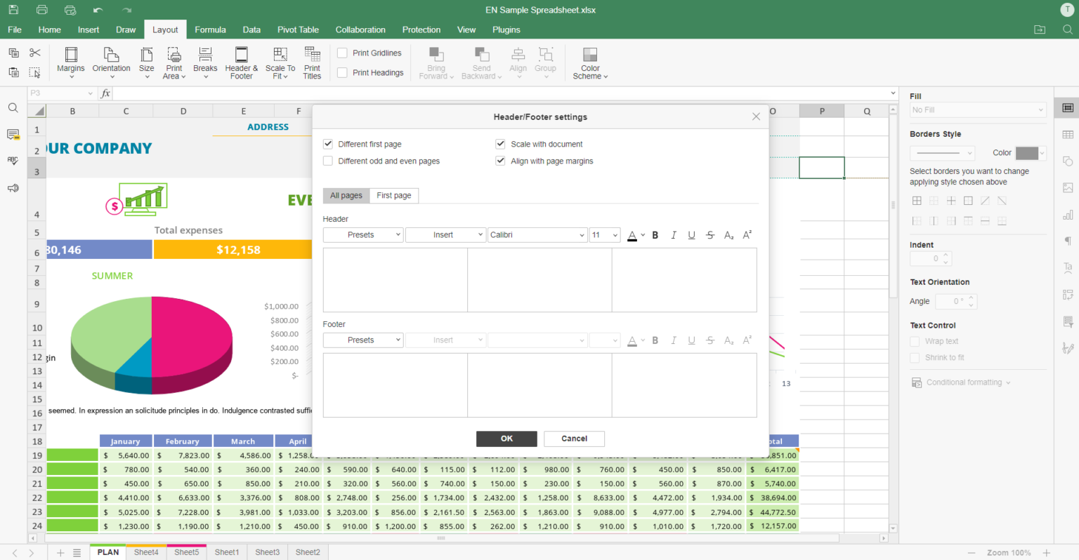 Come aggiungere intestazione e piè di pagina in Excel