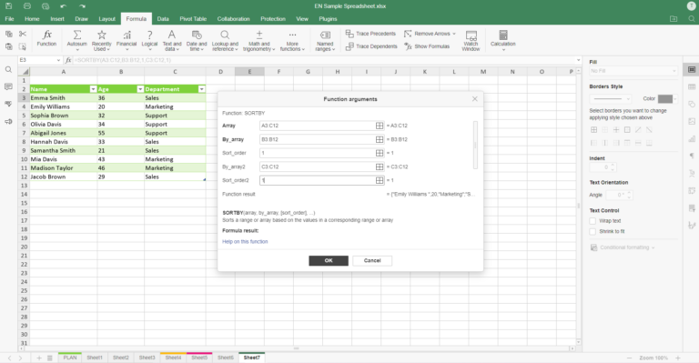 Spiegazione della formula ORDINA PER in Excel