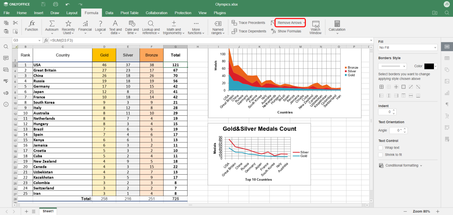How to trace precedents and dependents in Excel sheets