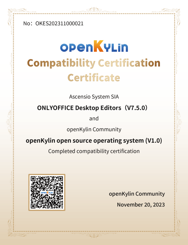 ONLYOFFICE Desktop Editors are certified by openKylin OS | ONLYOFFICE Blog