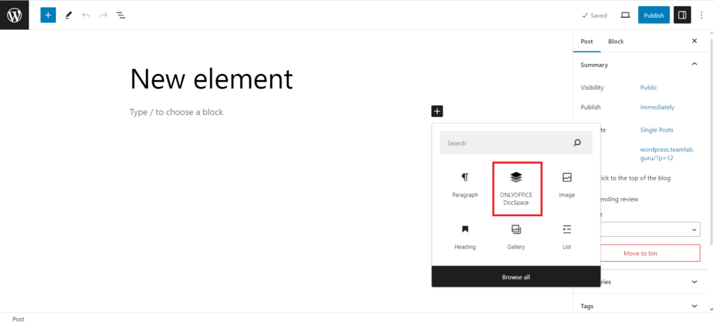 Embed documents into your WordPress with ONLYOFFICE DocSpace