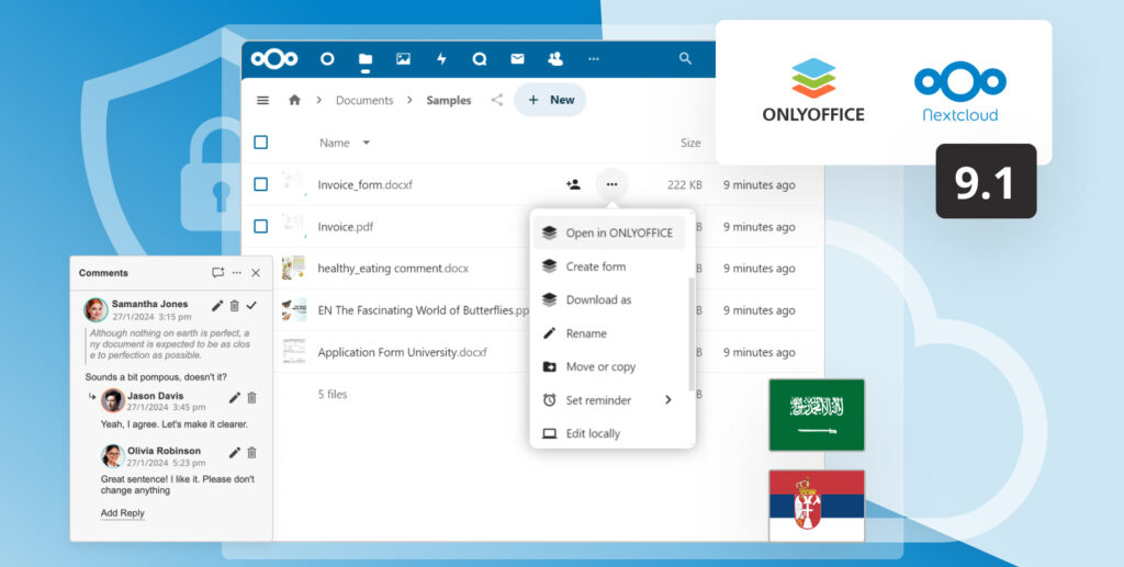 Connecteur ONLYOFFICE v9.1 pour Nextcloud | Blog ONLYOFFICE