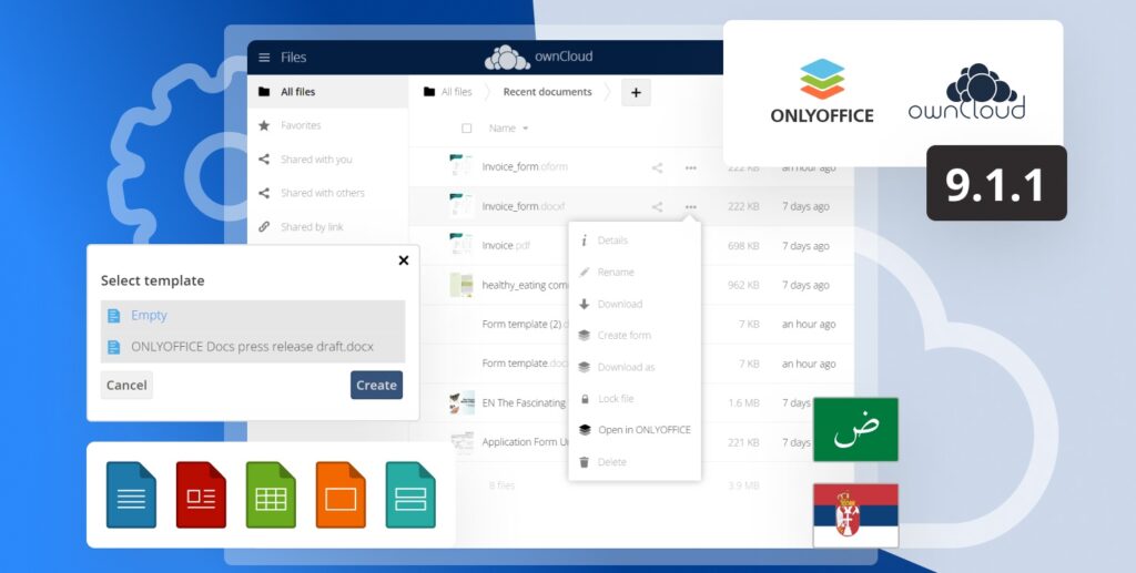 ONLYOFFICE connector v9.1.1 for ownCloud: PDF forms and more