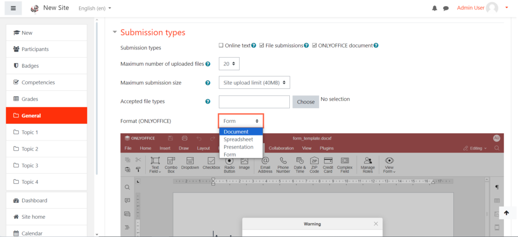 ONLYOFFICE Assign Submission plugin v2.1.0 for Moodle: