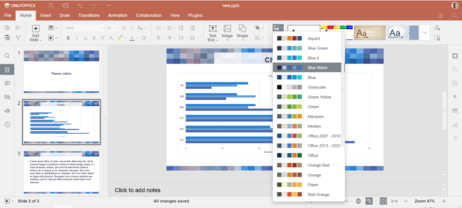 How to change theme colors working on Word, Excel and PowerPoint files