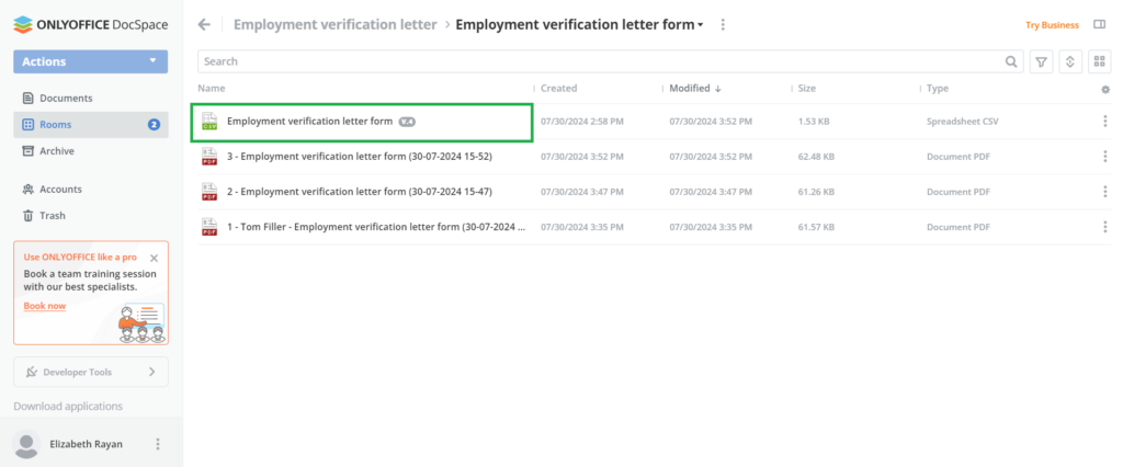 How to use form filling rooms in ONLYOFFICE DocSpace