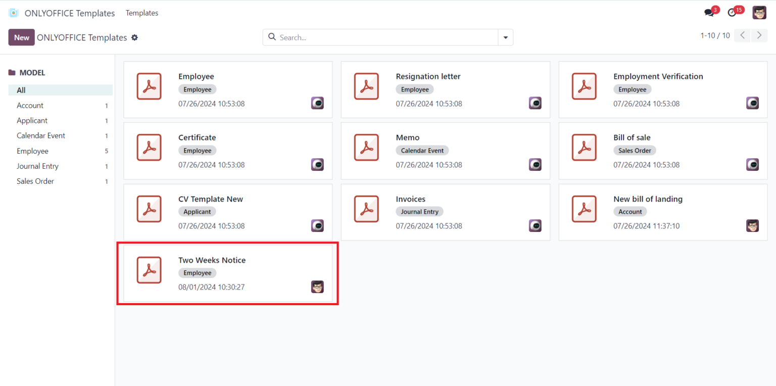 How to create a new ONLYOFFICE form template for Odoo