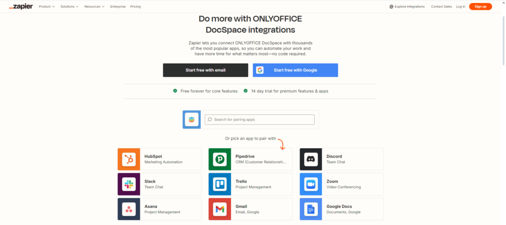 ONLYOFFICE DocSpace and HubSpot: ready Zapier templates
