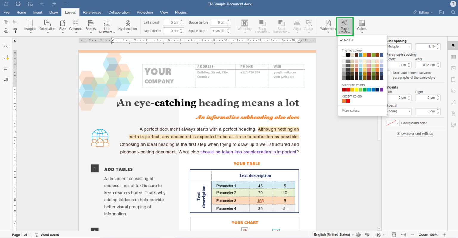 How to change background color in Word document