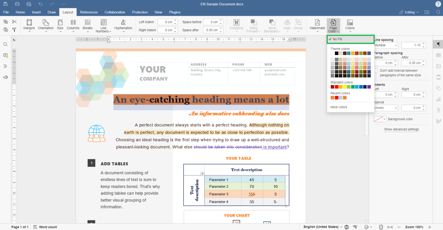 How to change background color in Word document