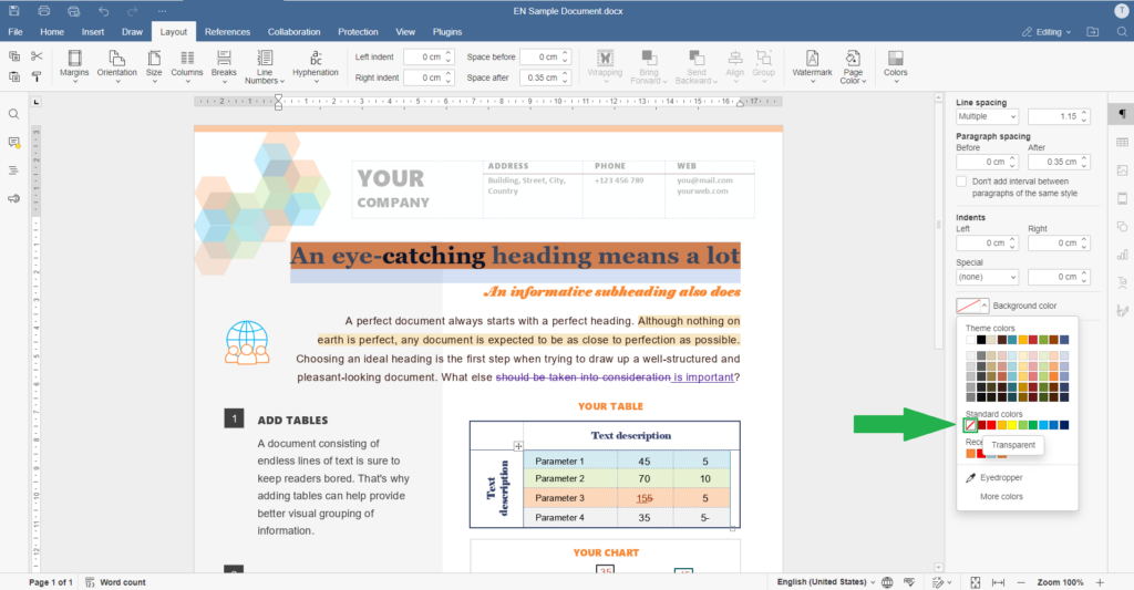 How to change background color in Word document