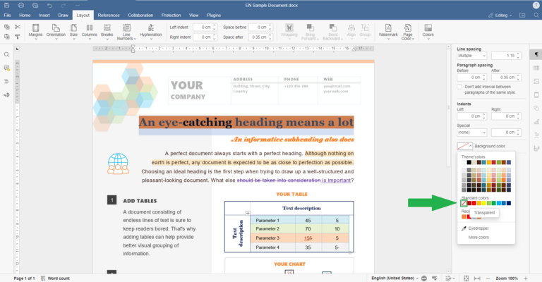 How to change background color in Word document