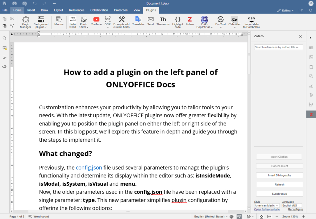 How to add a plugin on the right panel of ONLYOFFICE Docs | ONLYOFFICE Blog