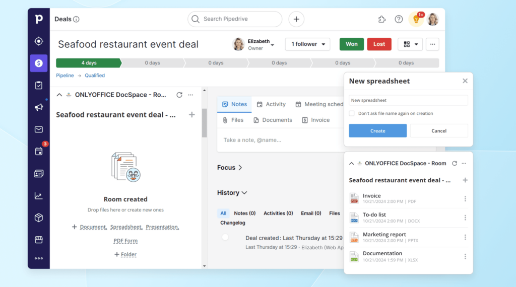 Introducing ONLYOFFICE DocSpace app for Pipedrive