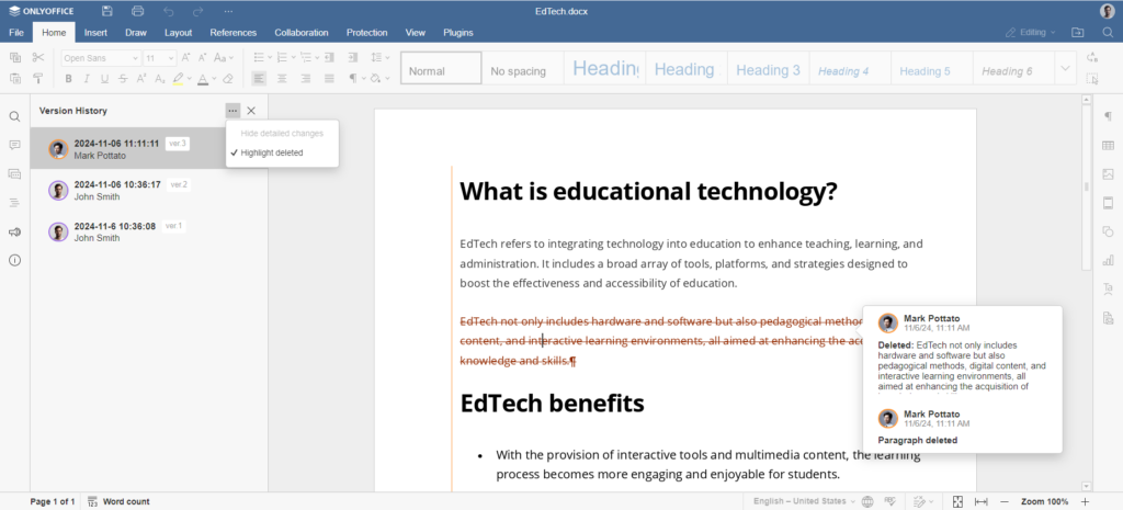 How to recover deleted text in a Word file? | ONLYOFFICE