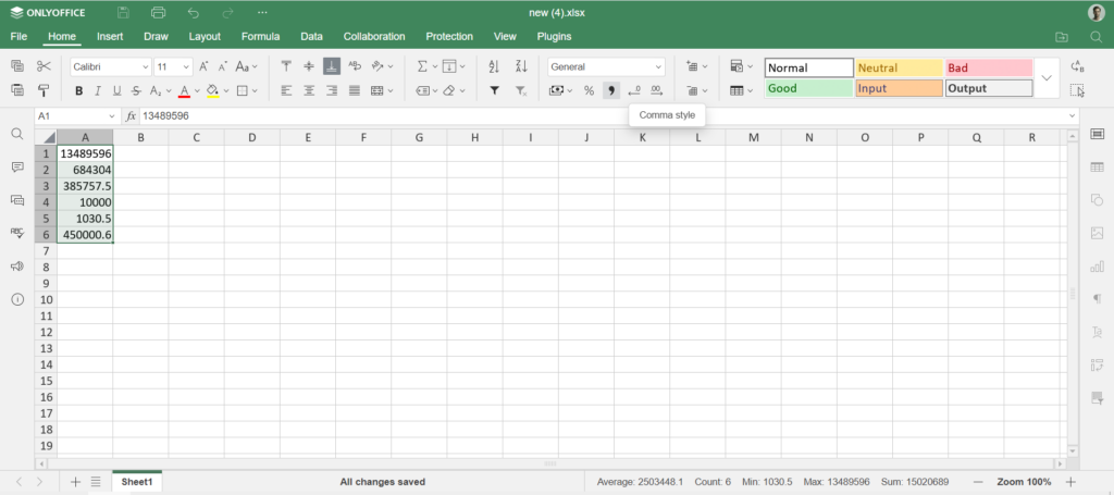 How to apply comma style in Excel sheet | ONLYOFFICE Blog