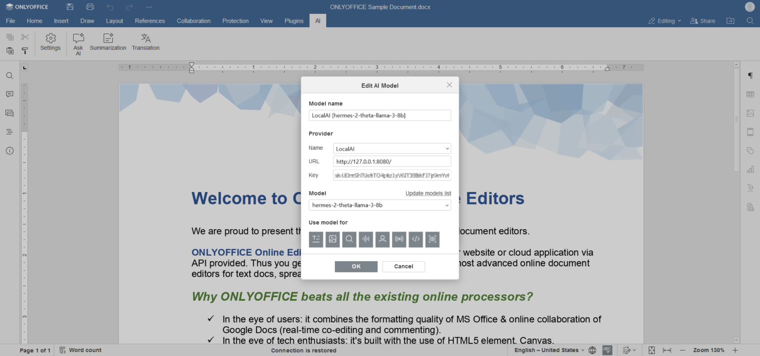 How to connect LocalAI to ONLYOFFICE on Linux | ONLYOFFICE Blog