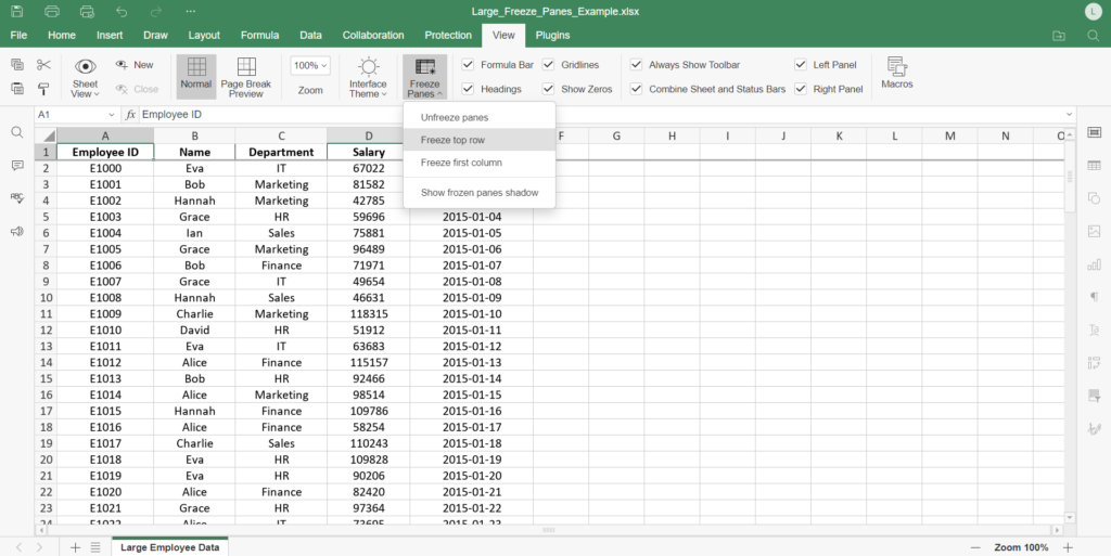 How to freeze rows and columns in Excel sheet | ONLYOFFICE