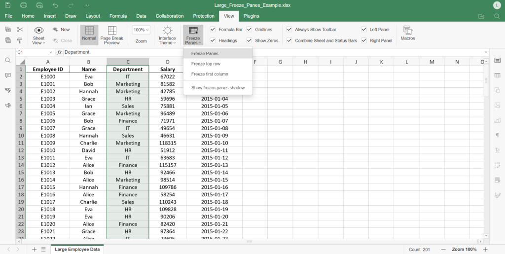 How to freeze rows and columns in Excel sheet | ONLYOFFICE
