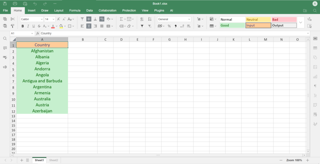 How to create a drop-down list in Excel sheet