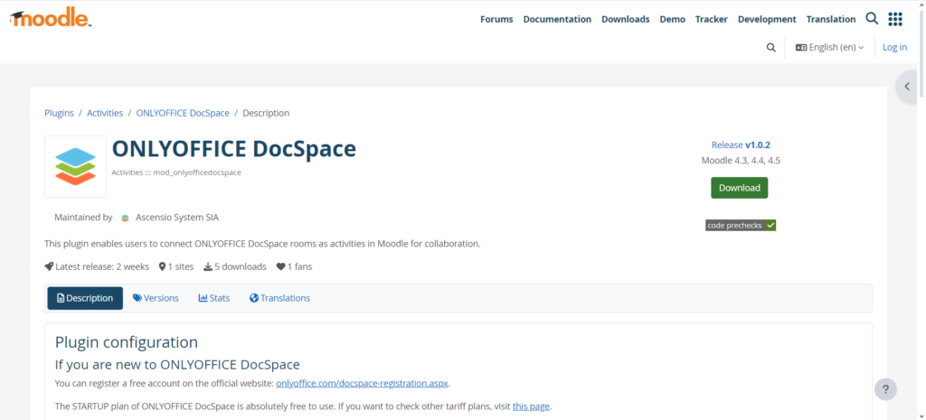 Nouveau : Plugin ONLYOFFICE DocSpace pour Moodle