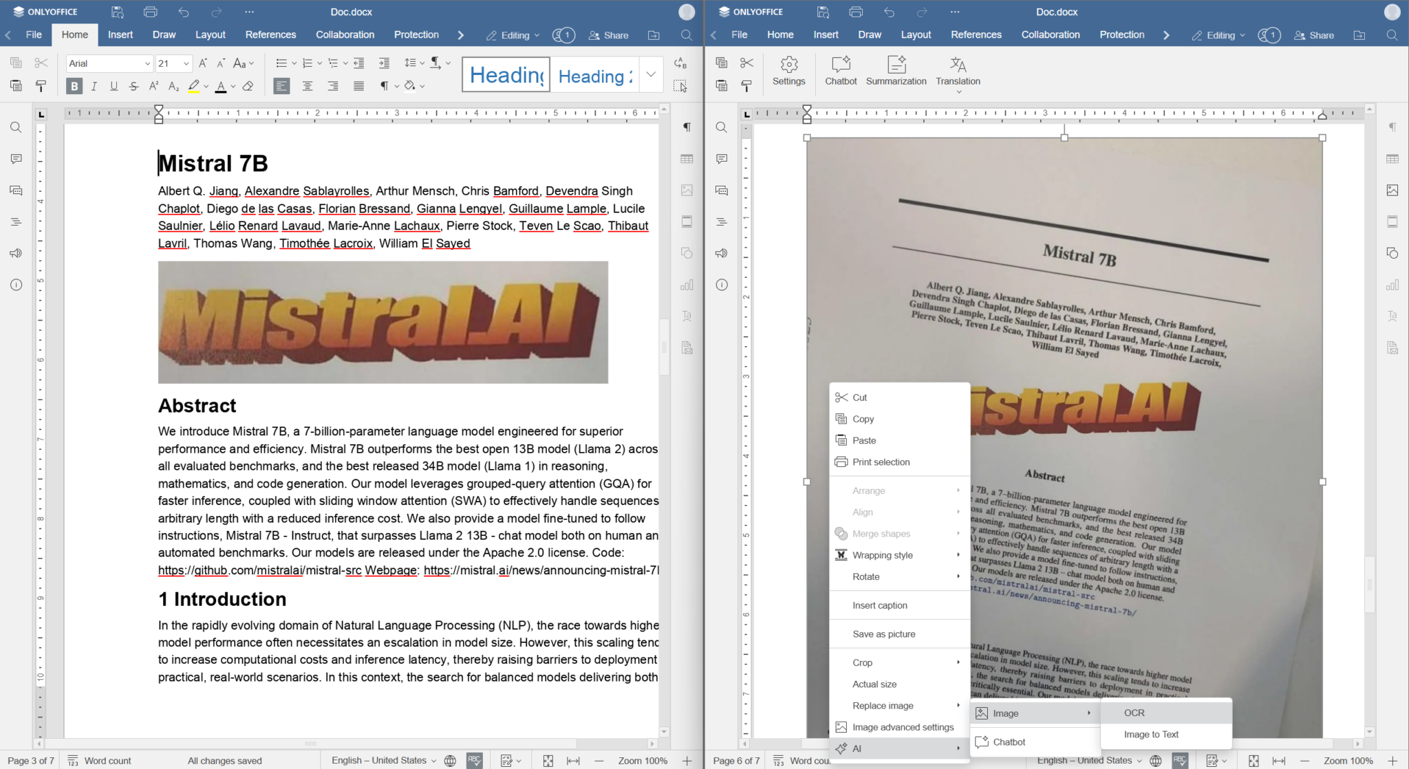 ONLYOFFICE AI Plugin, what's new: OCR, text-to-image & more