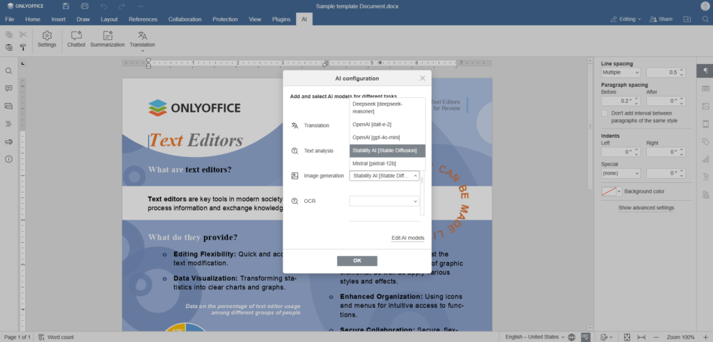 How to use Stability AI to generate images in ONLYOFFICE