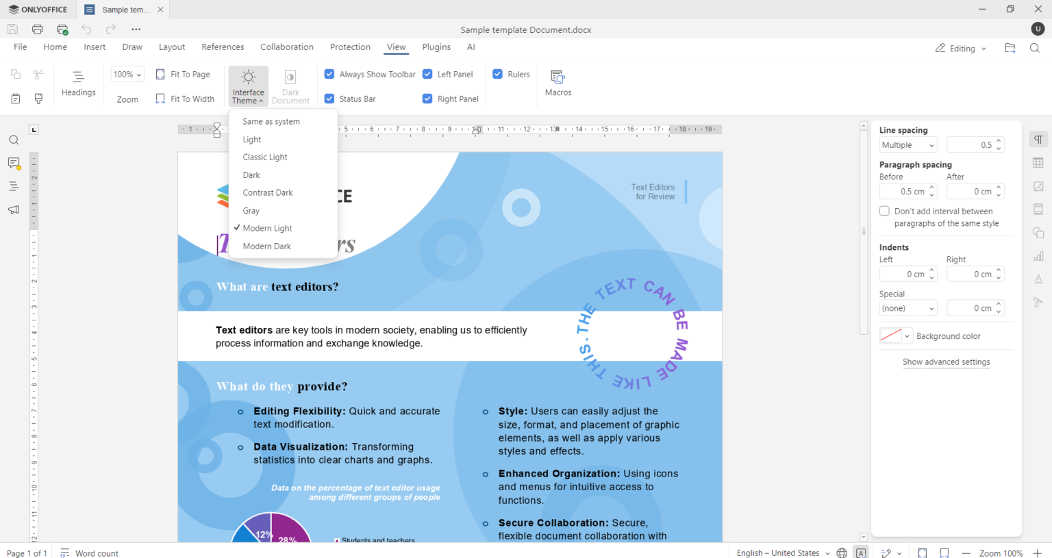 ONLYOFFICE Desktop Editors 9.0: redefined interface and more