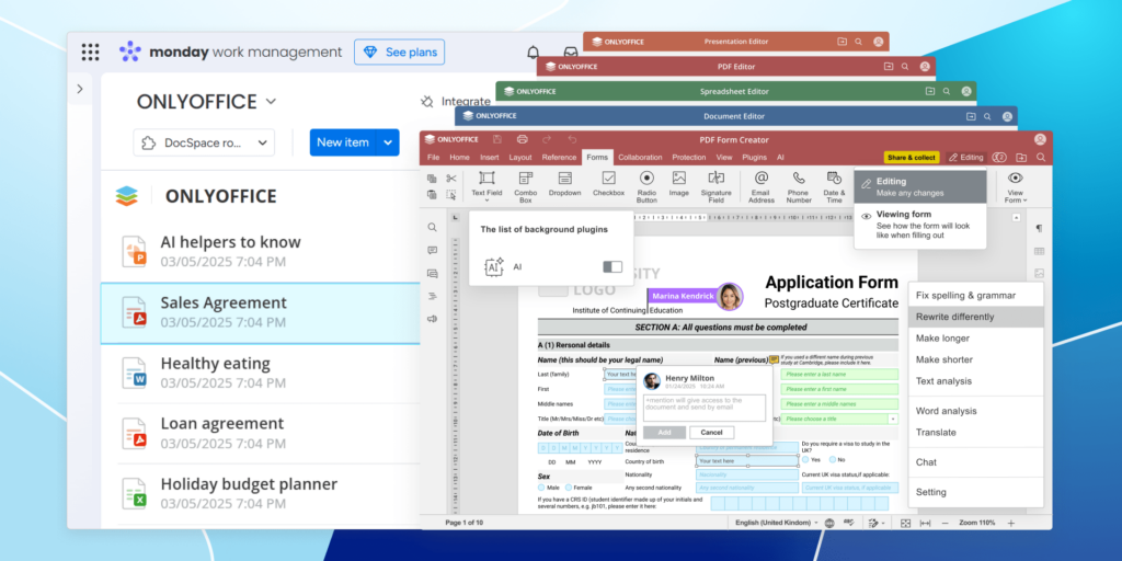 ONLYOFFICE DocSpace app for monday.com | ONLYOFFICE Blog