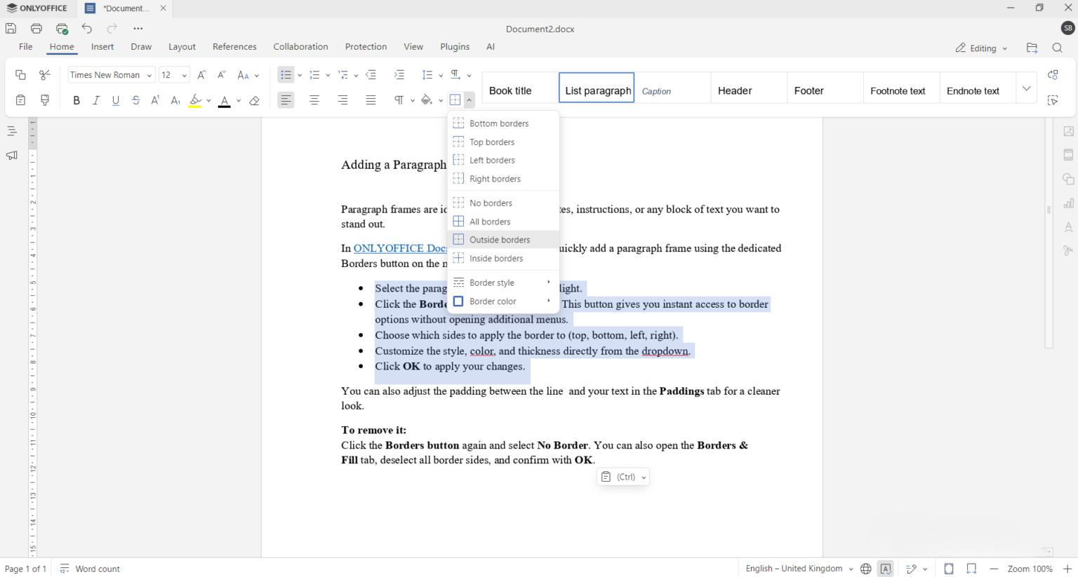 How to add a border in Word document | ONLYOFFICE Blog
